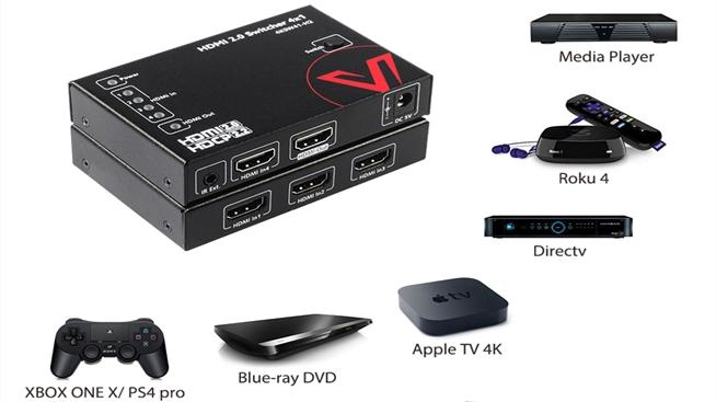 Thiết bị chuyển đổi HDMI 2.0 4K 4 cổng, HDR, Dolby vision, HDCP 2.2. AV ...